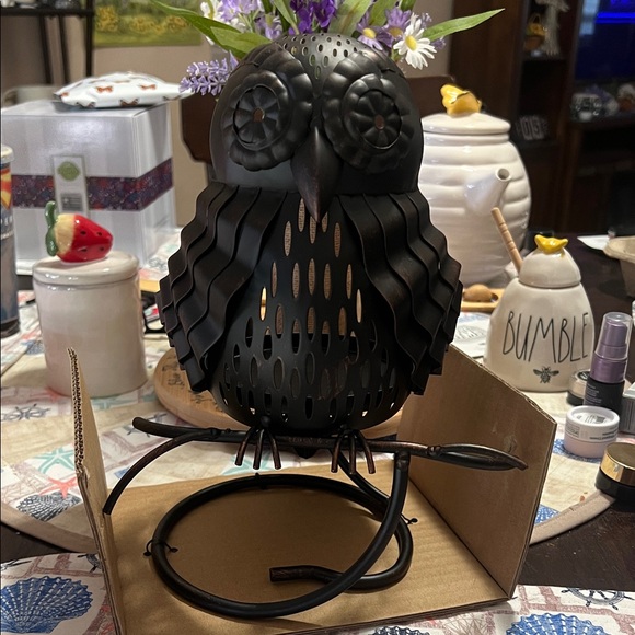 PartyLite | Accents | New Partylite Black Metal Owl Candle Holder ...